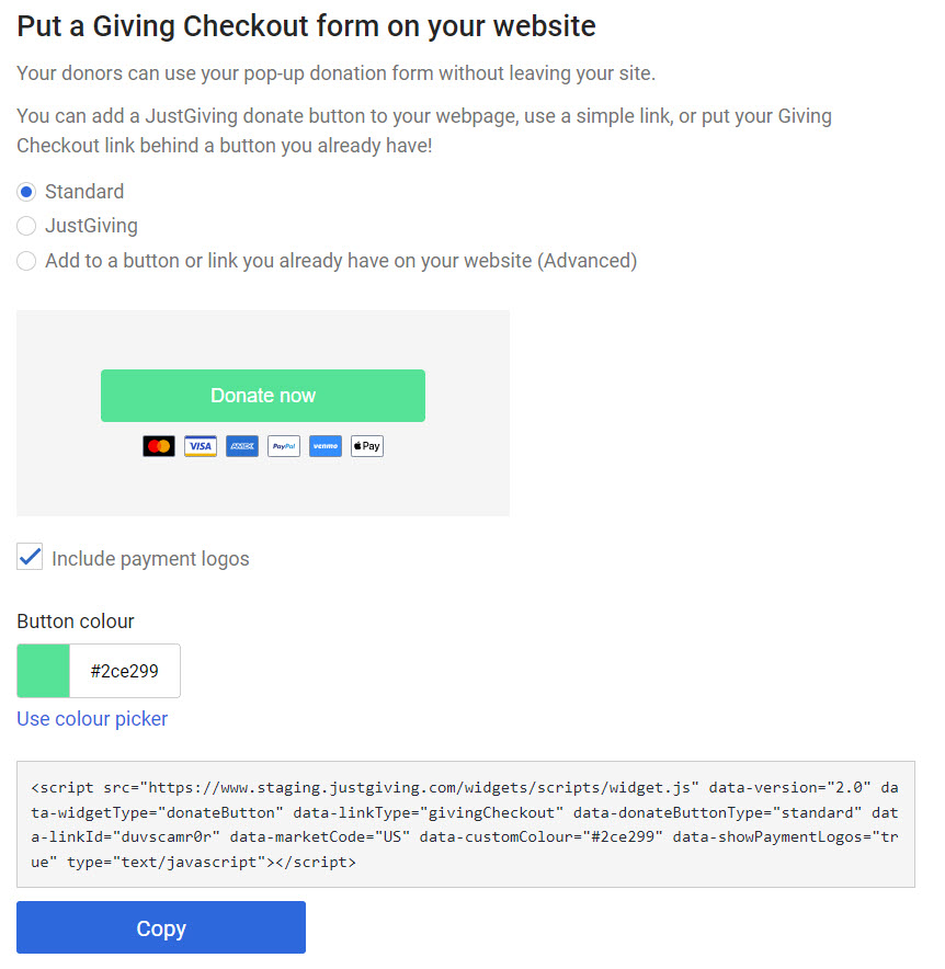 How to add Giving Checkout buttons to your website – JustGiving Charity