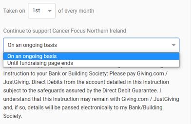Monthly donations to Fundraising Pages – JustGiving Charity